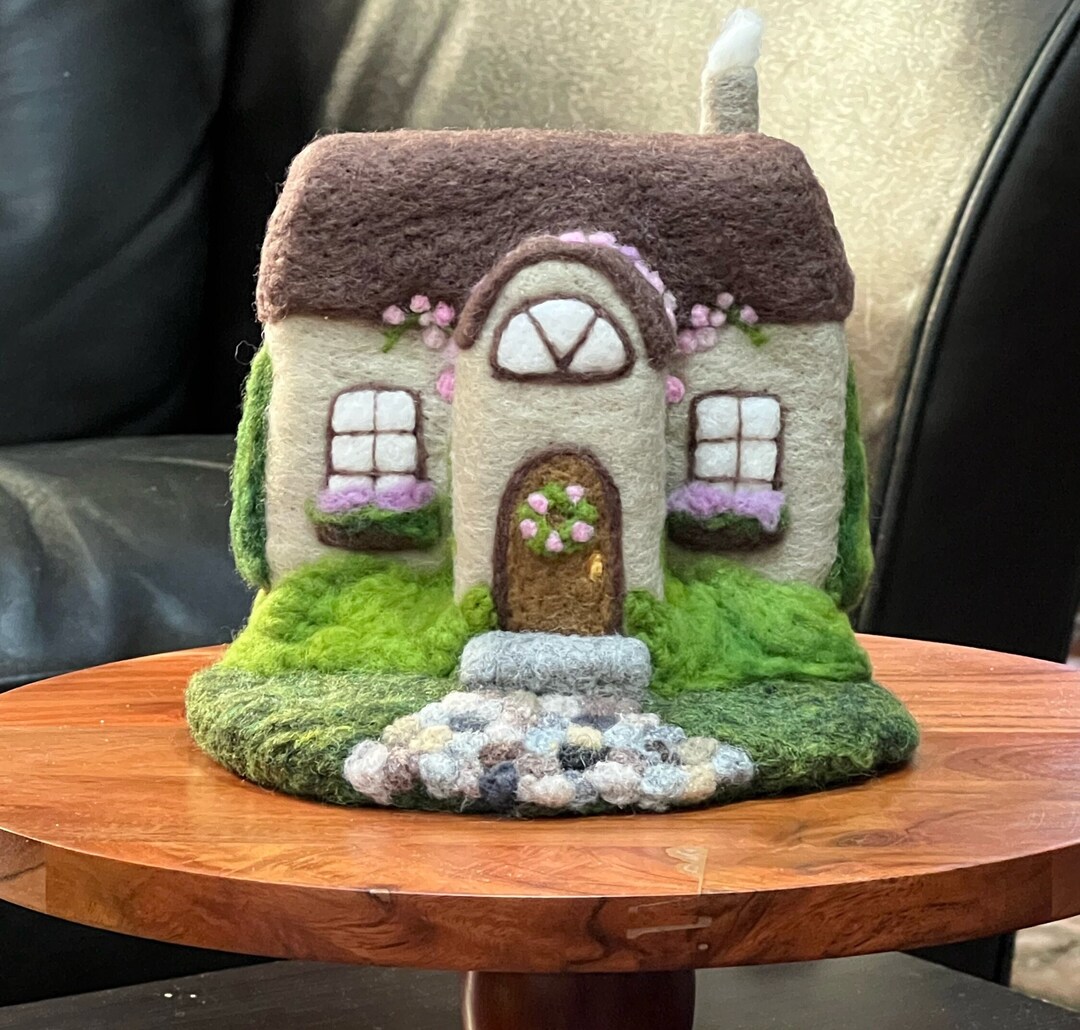 Needle Felted Cottage, St. Patricks Day Gift, Needle Felted Easter ...