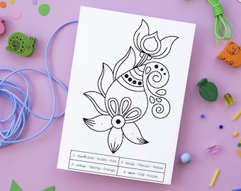 Color by Number Tamil to English Lotus Flower Coloring Sheet PDF ...