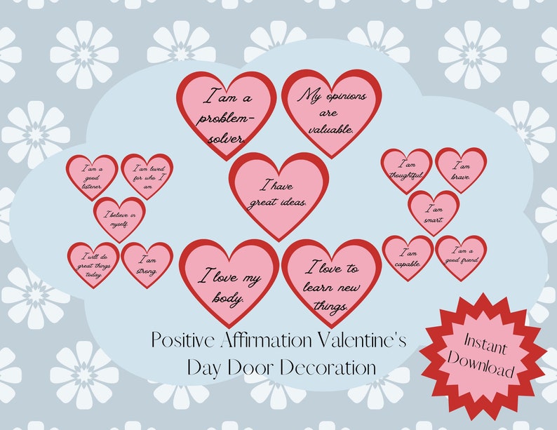 Positive Affirmation Valentine's Day Door Printable - Etsy