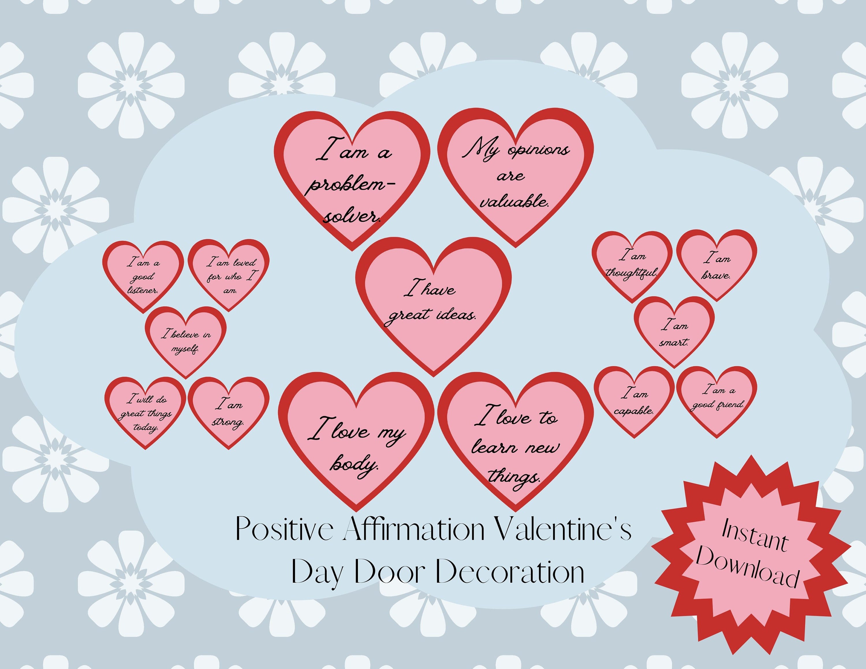 Positive Affirmation Valentine's Day Door Printable - Etsy