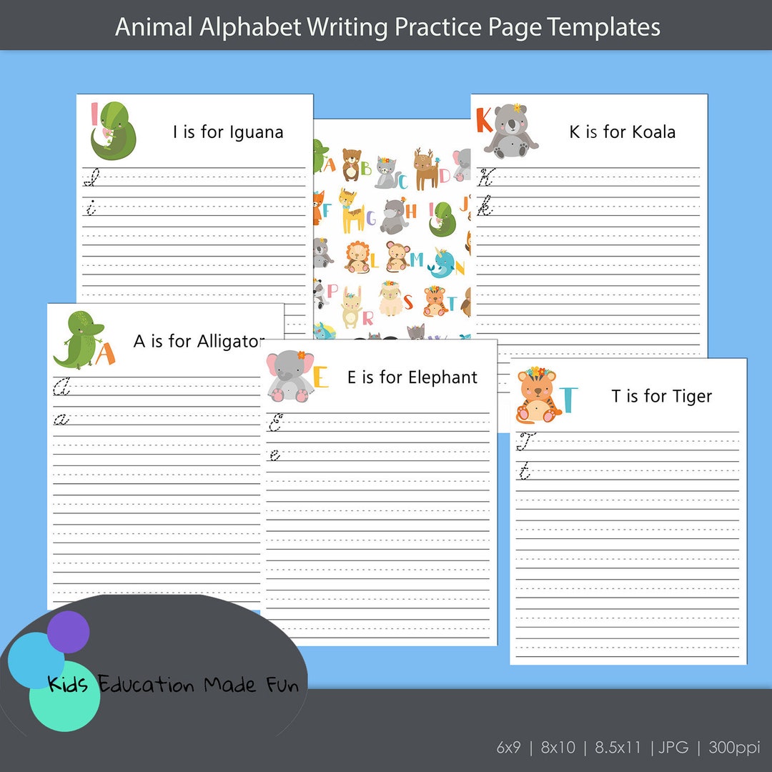 Printable Animal Writing Worksheets for Kids 26-pack (cursive, Letter ...