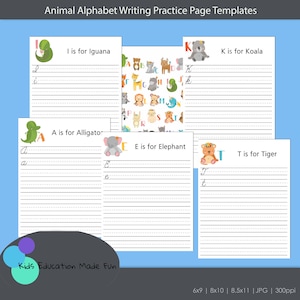 Printable Animal Writing Worksheets for Kids 26-pack (cursive, Letter ...