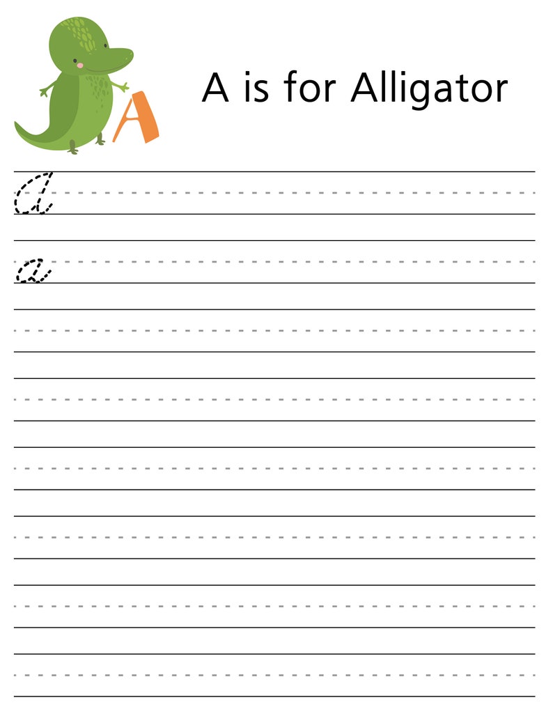 Printable Animal Writing Worksheets for Kids 26-pack (cursive, Letter ...