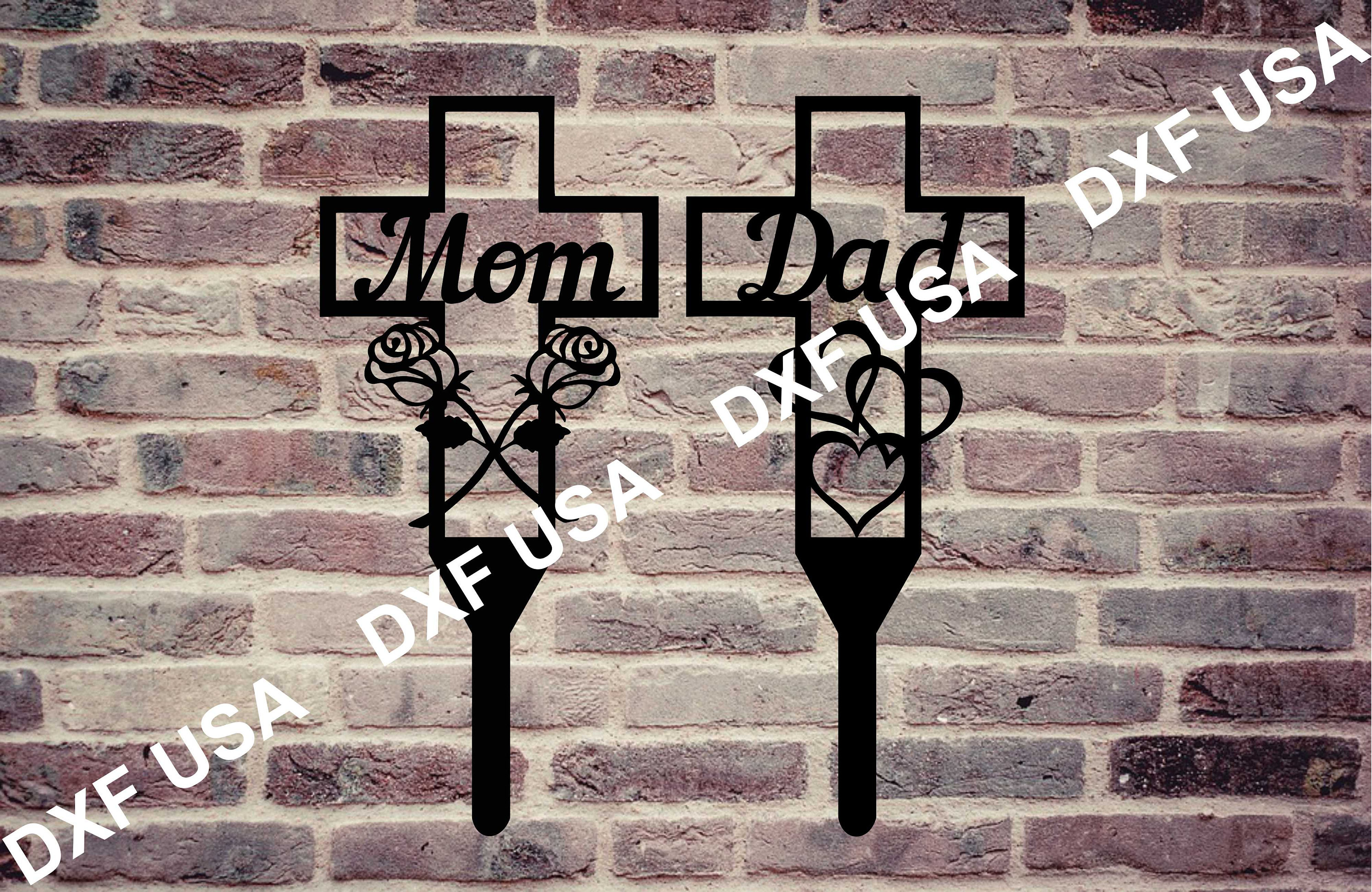 Mom Dad Cross Grave Marker Memorial DXF Cut File for Plasma Laser ...