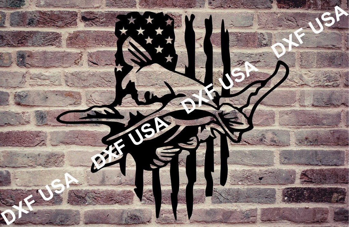 Catfish USA Flag DXF Cut File for CNC Plasma Laser - Instant Download ...