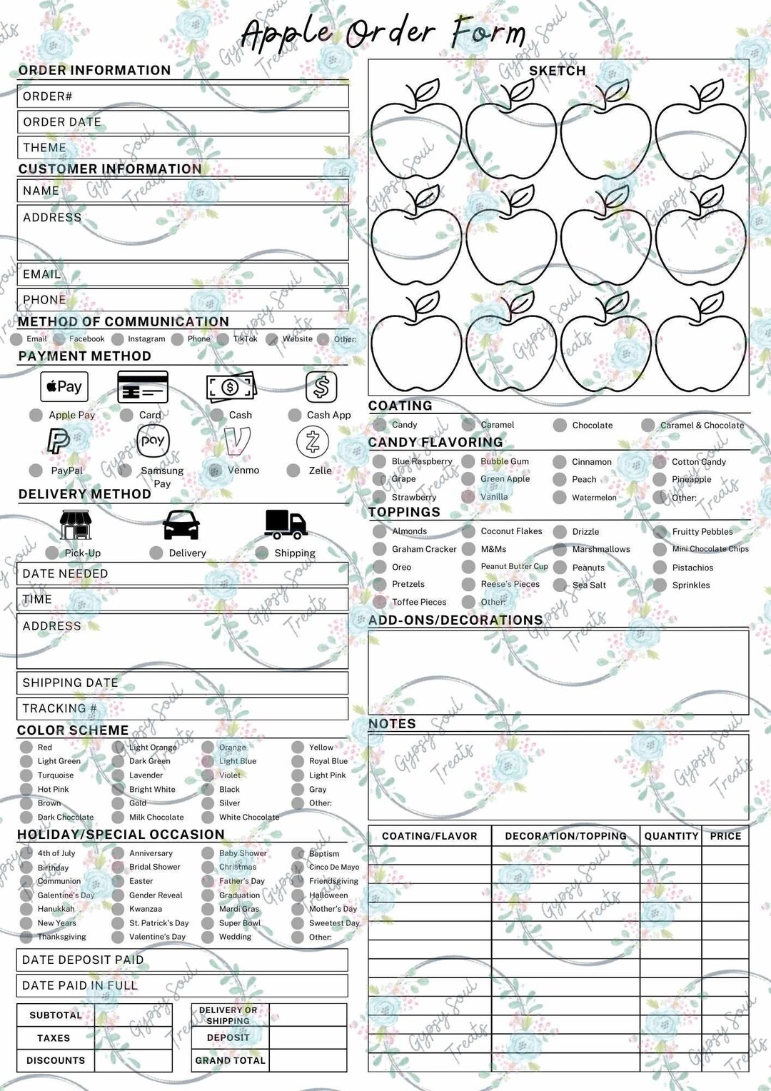 Apple Order Form - Etsy