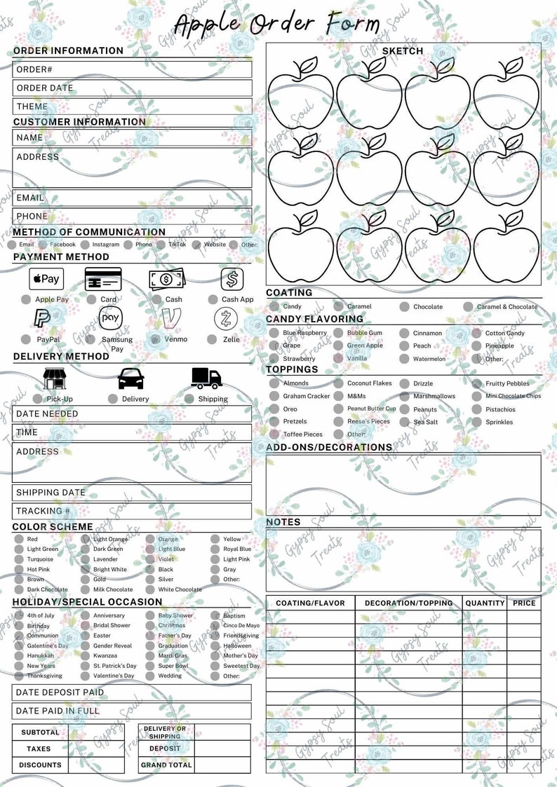 Apple Order Form - Etsy