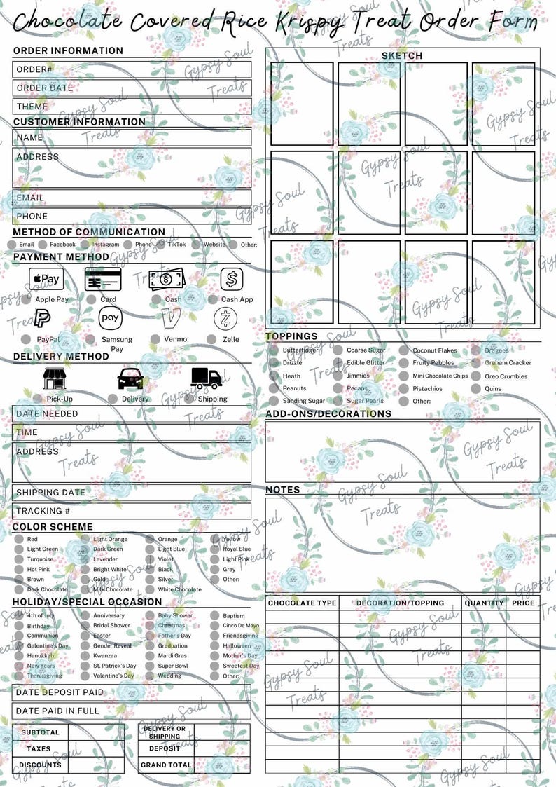 Bundle of 5 Order Forms (chocolate Covered Marshmallows, Oreos, Pretzel ...