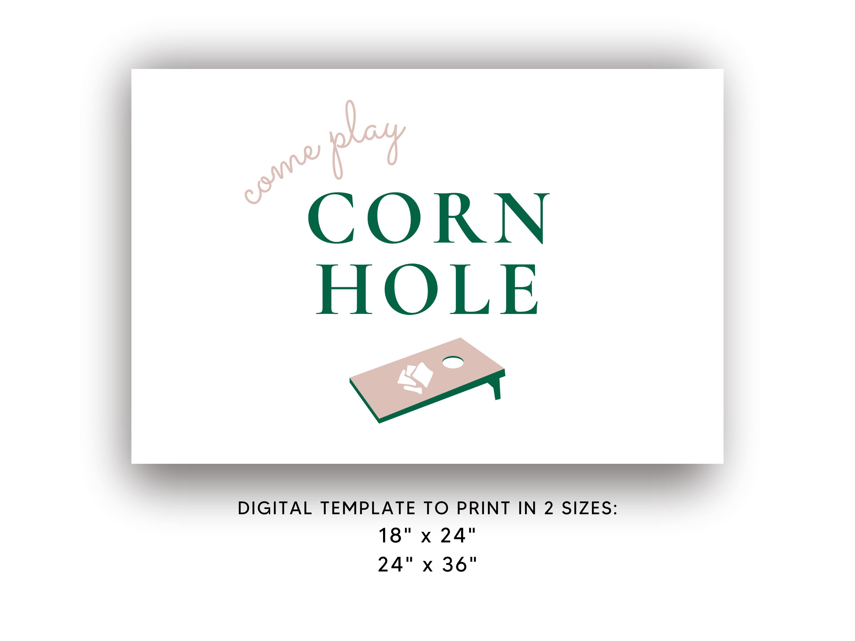 Corn Hole Game Party Sign, Digital & Editable | Printable Downloadable ...