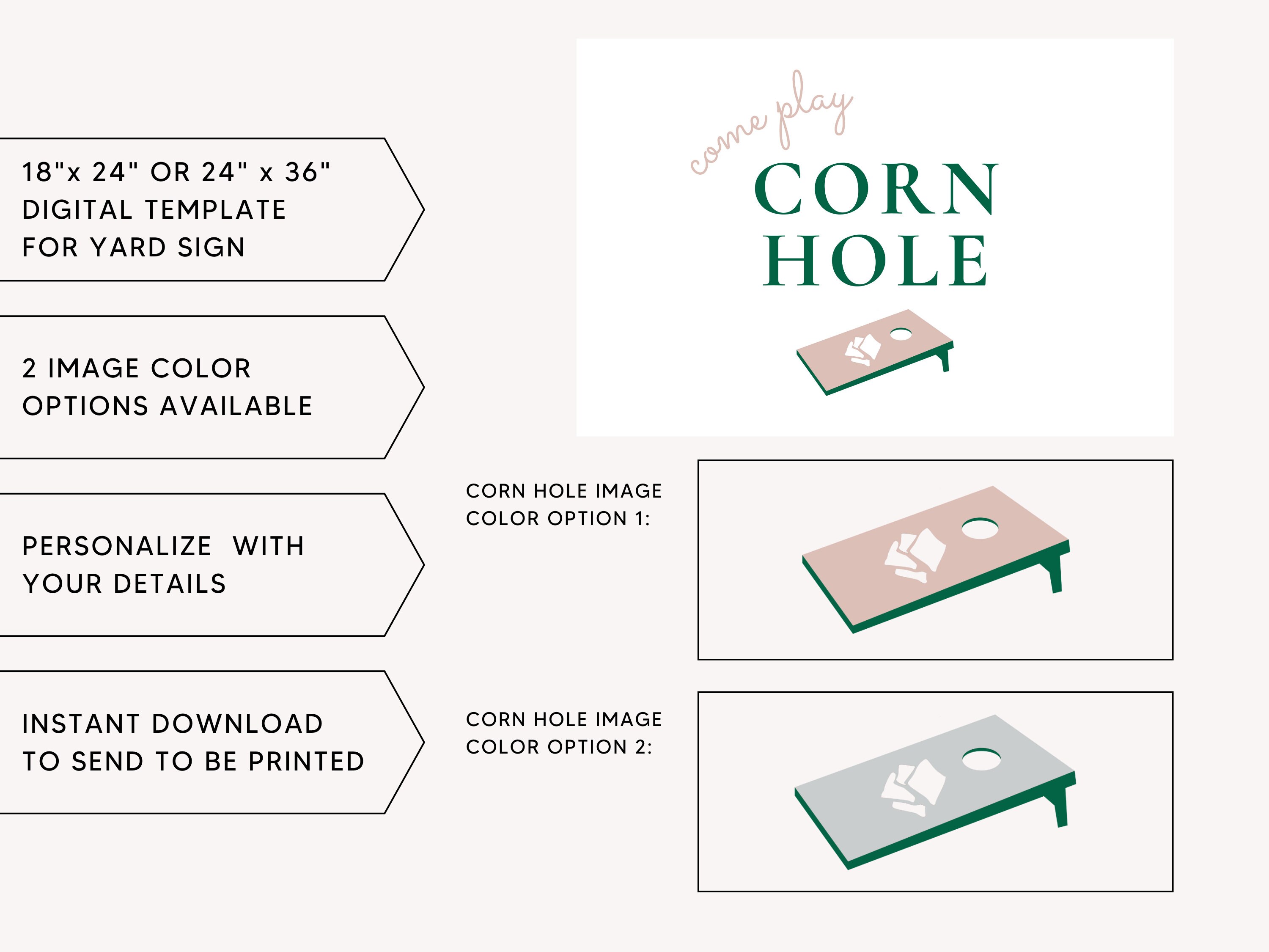 Corn Hole Game Party Sign, Digital & Editable | Printable Downloadable ...