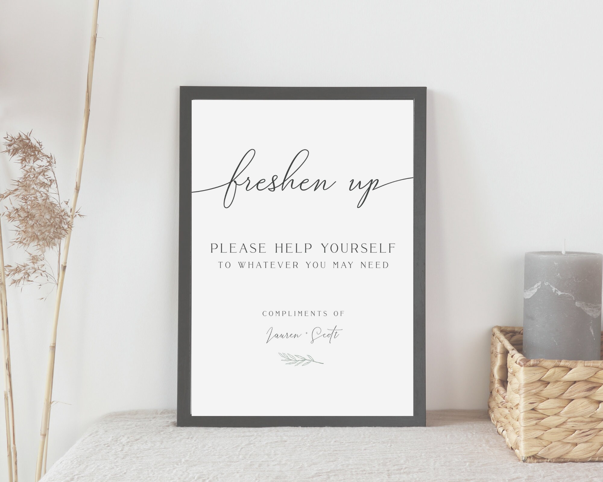 Minimalist Freshen up Bathroom Sign Template | Wedding Sign | Bathroom ...