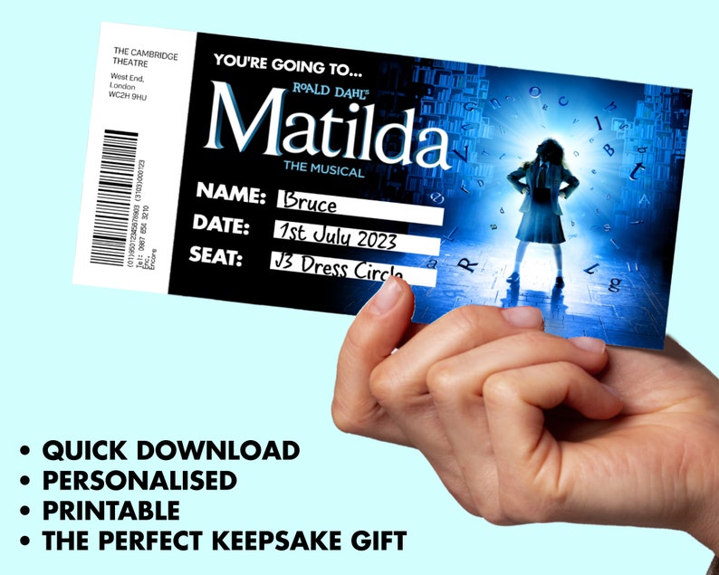 Matilda the Musical Printable Ticket Gift - Etsy
