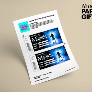 Matilda the Musical Printable Ticket Gift - Etsy