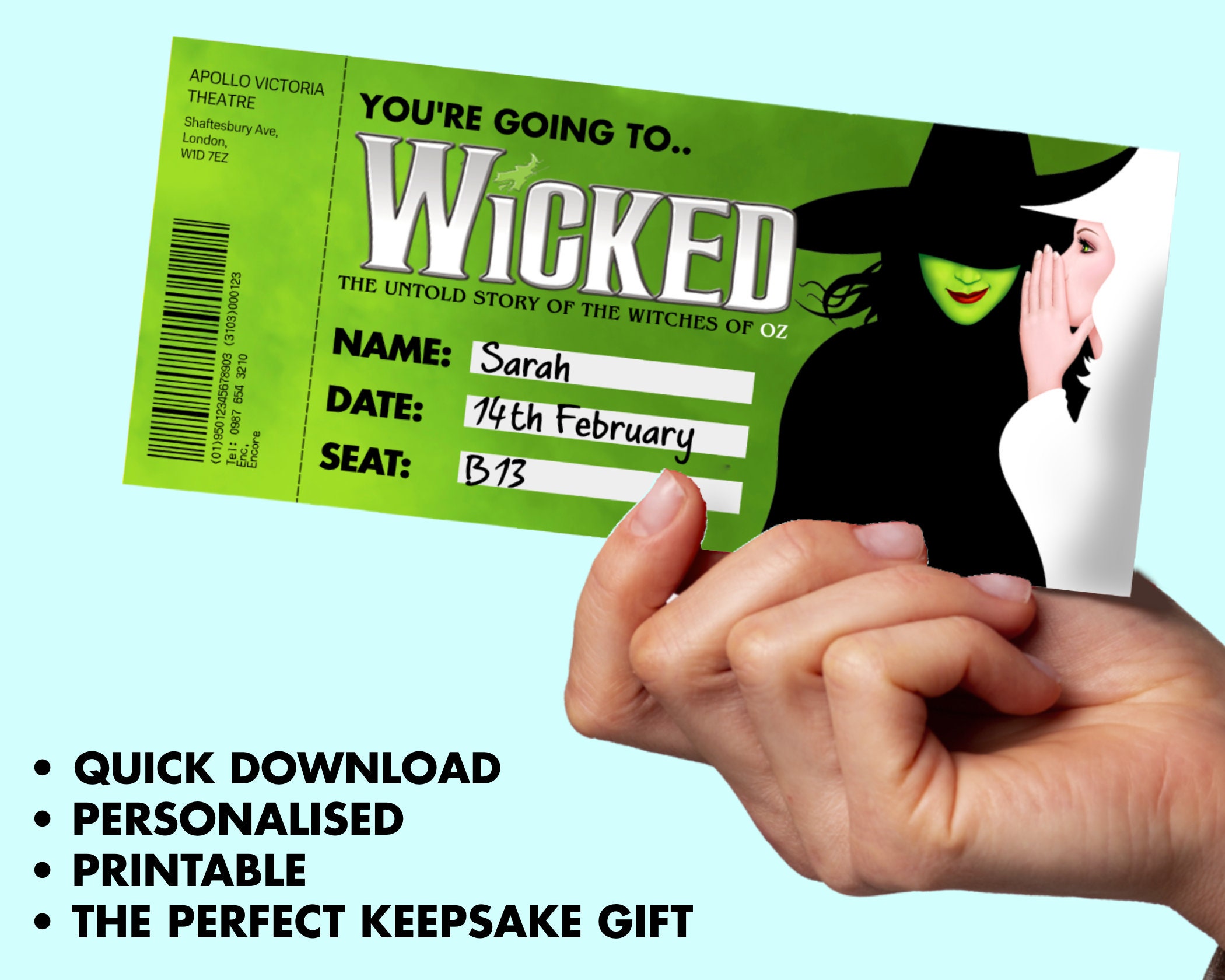 Wicked the Musical Printable Ticket Gift - Etsy