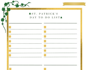 St. Patrick's Day Checklist / To-do-list digital Download - Etsy