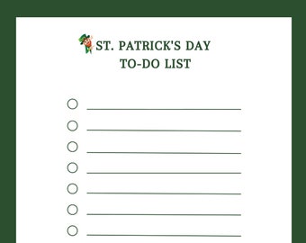 St. Patrick's Day Checklist / To-do-list digital Download - Etsy