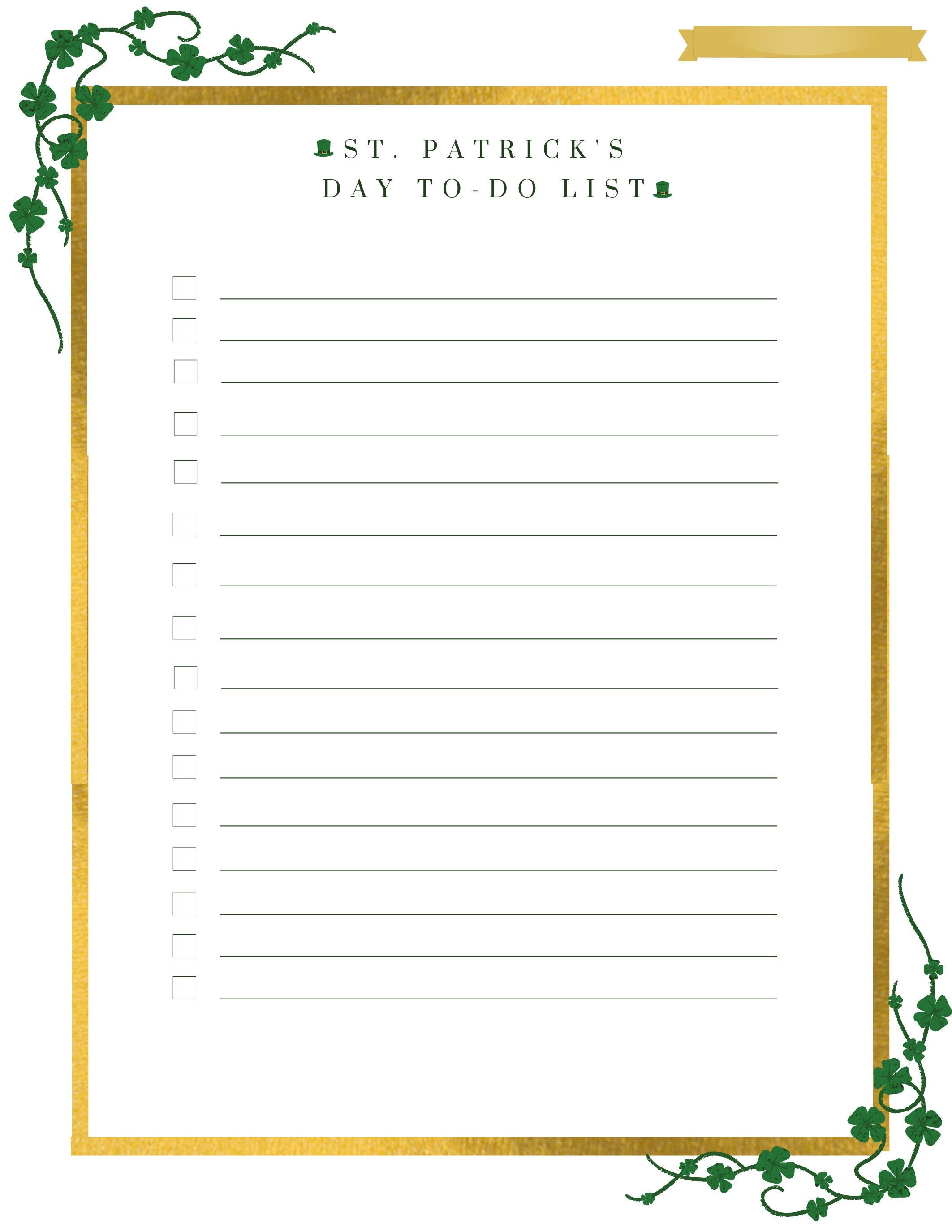 St. Patrick's Day Checklist / To-do-list digital Download - Etsy