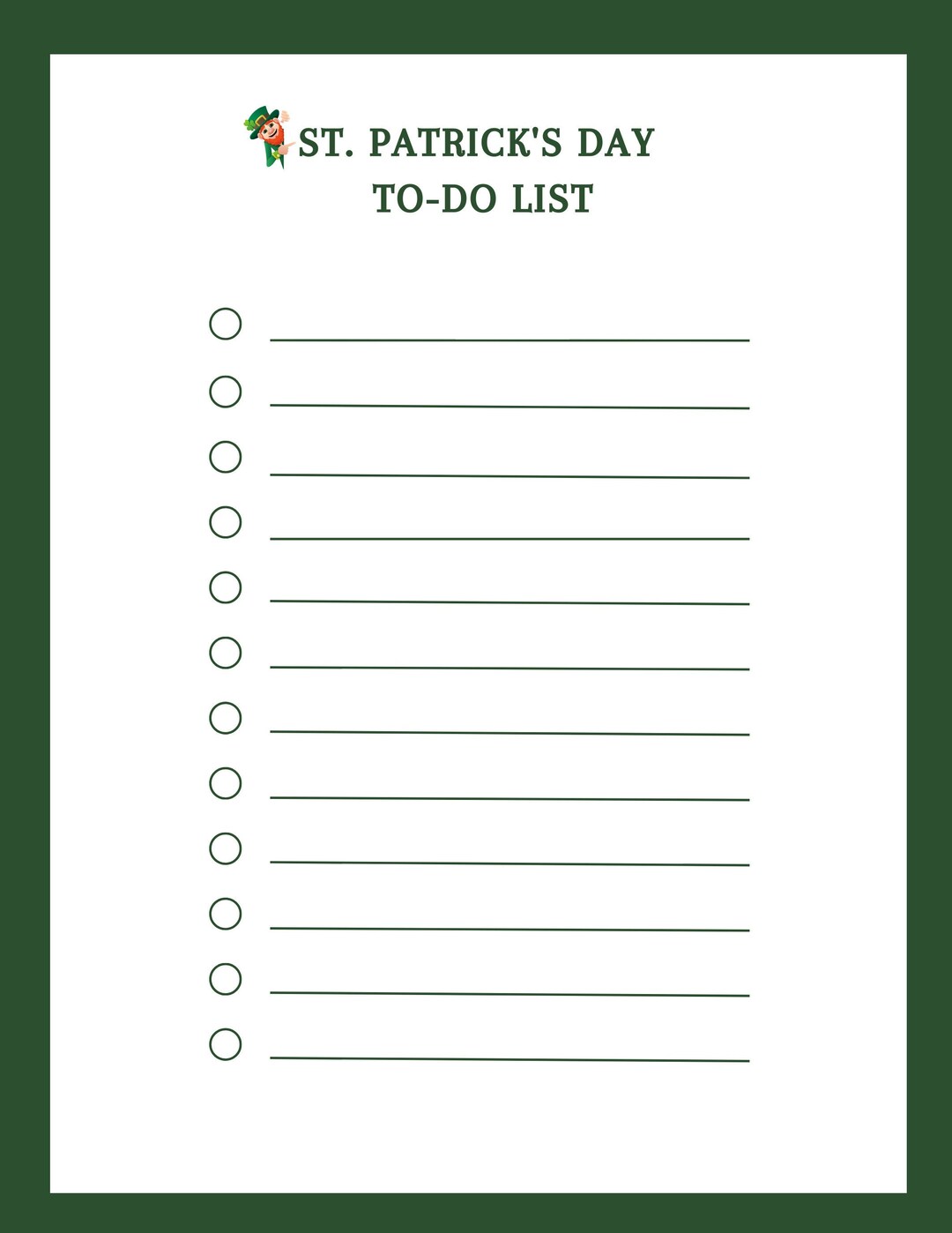 St. Patrick's Day Checklist / To-do-list digital Download - Etsy