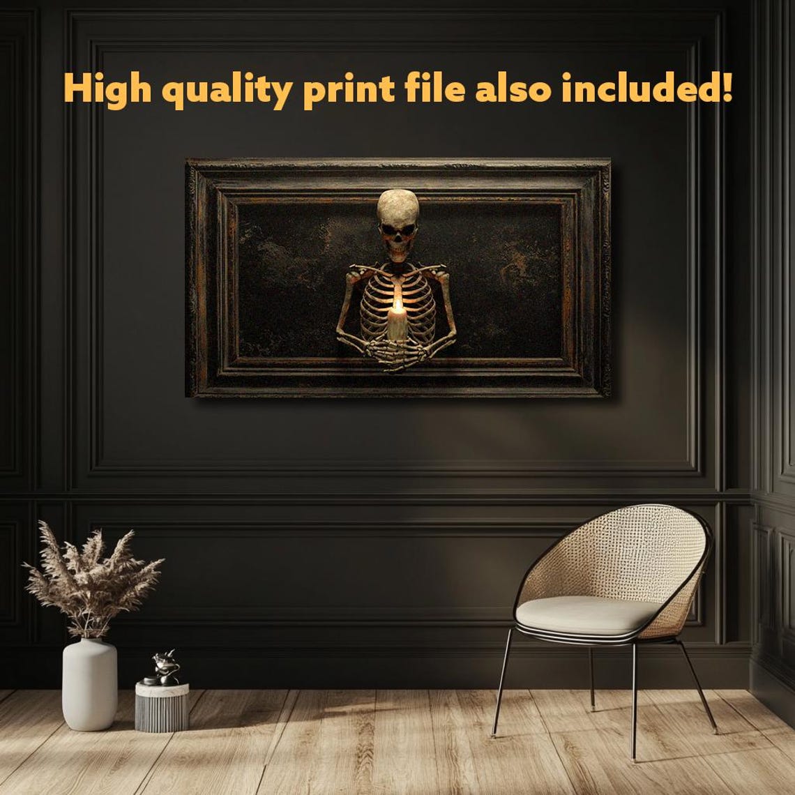 3D Animated Halloween Skeleton Picture Frame, Spooky Digital Decor ...