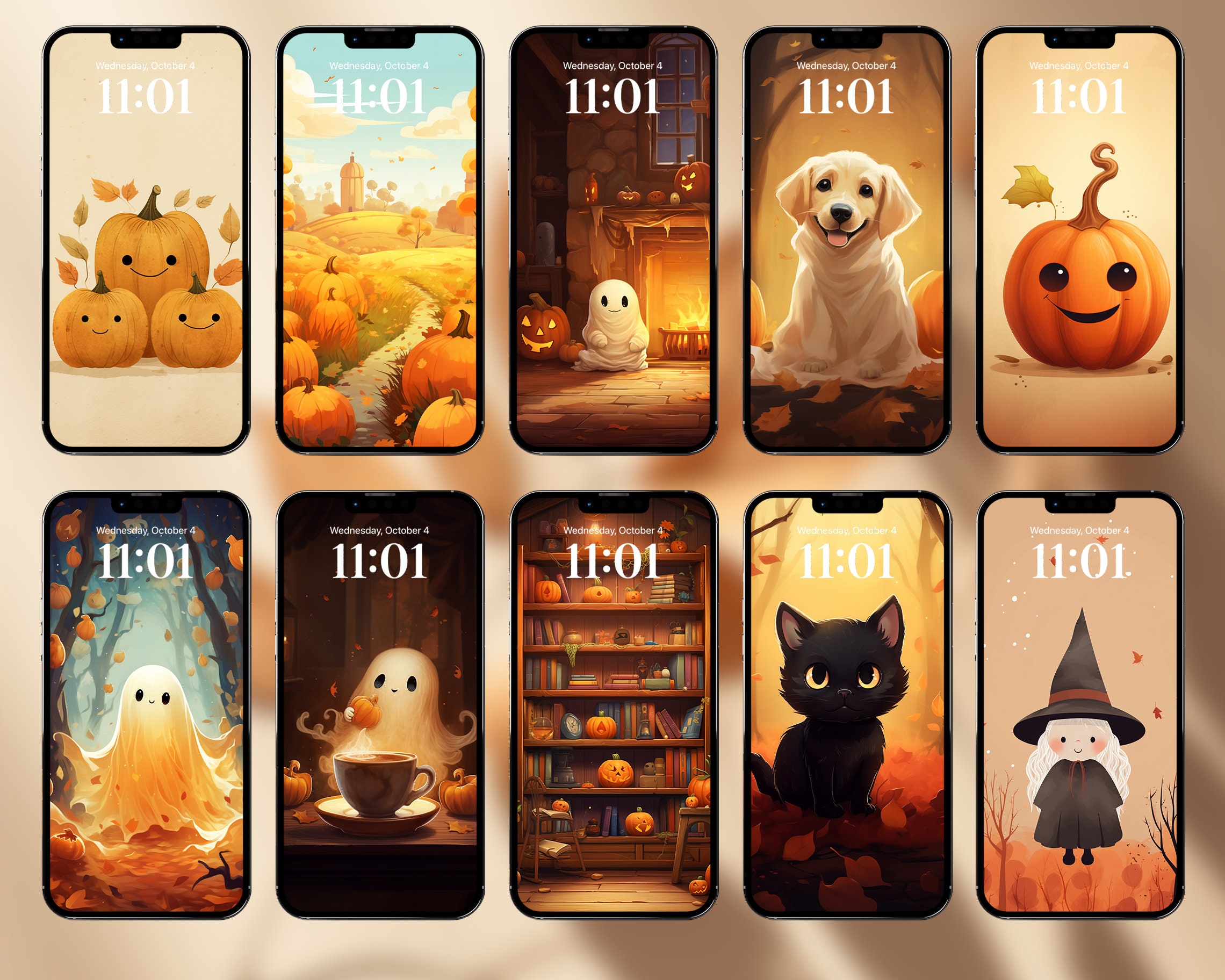10 Fall Phone Wallpapers, Spooky Season Halloween Wallpapers, Cozy ...
