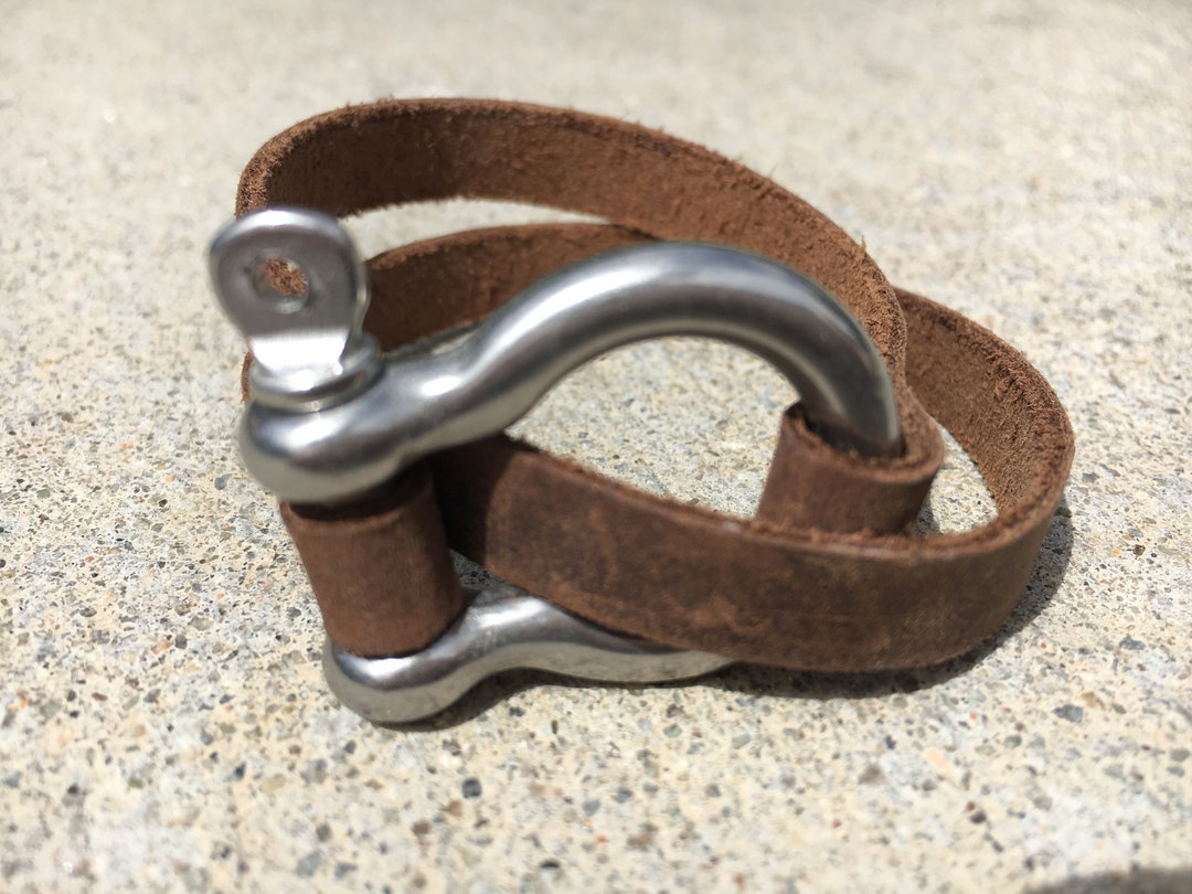 Leather Shackle Wrap Bracelet | Leather Bracelet | Sailing Bracelet ...