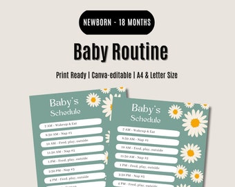 Baby & Toddler Schedule Template, Printable Babysitter Plan Schedule ...