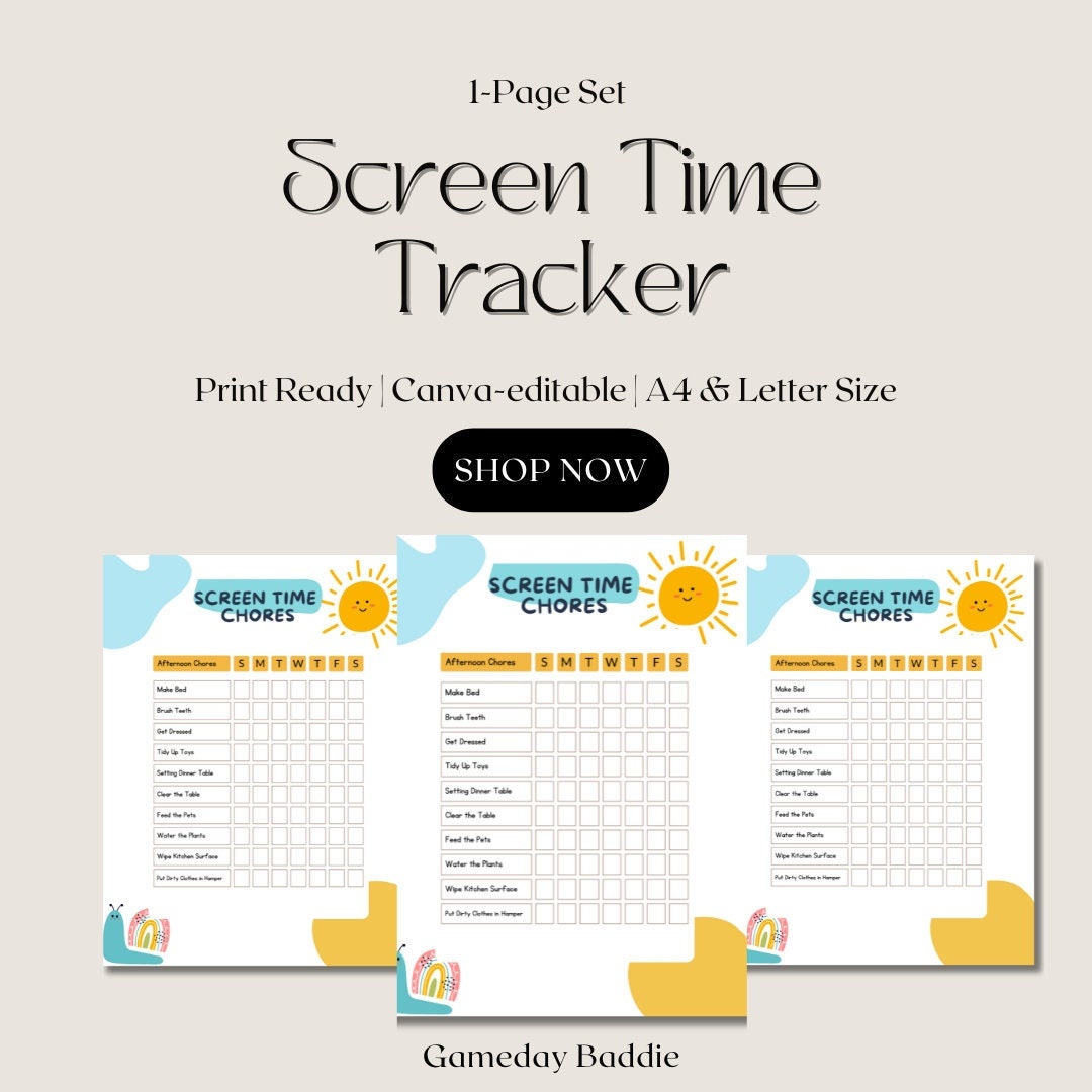 Editable Printable Screen Time Checklist Daily Screen Time - Etsy Nederland