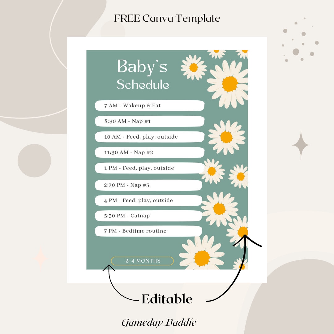 Editable Baby & Toddler Schedule Template, Canva Template, Printable ...