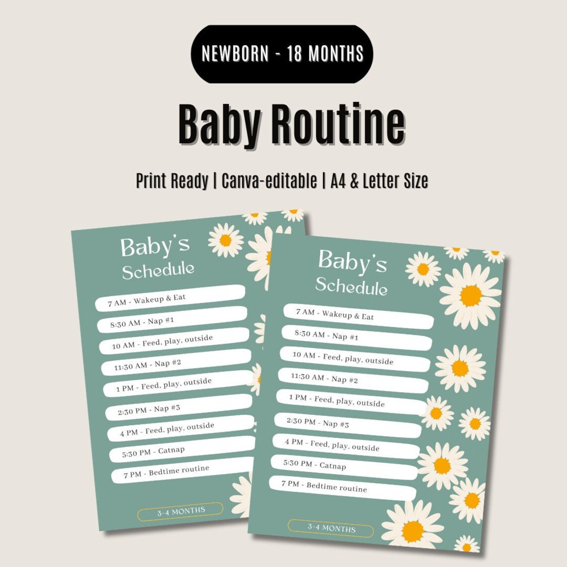 Editable Baby & Toddler Schedule Template, Canva Template, Printable ...