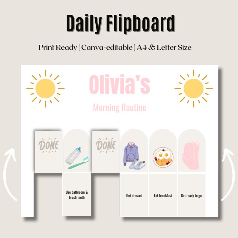 Visual Flip Chart for Morning and Evening Routines Editable Routine for ...