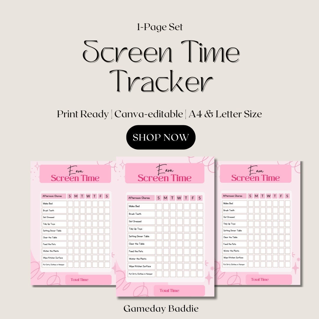 Editable Printable Screen Time Checklist Daily Screen Time Schedule ...