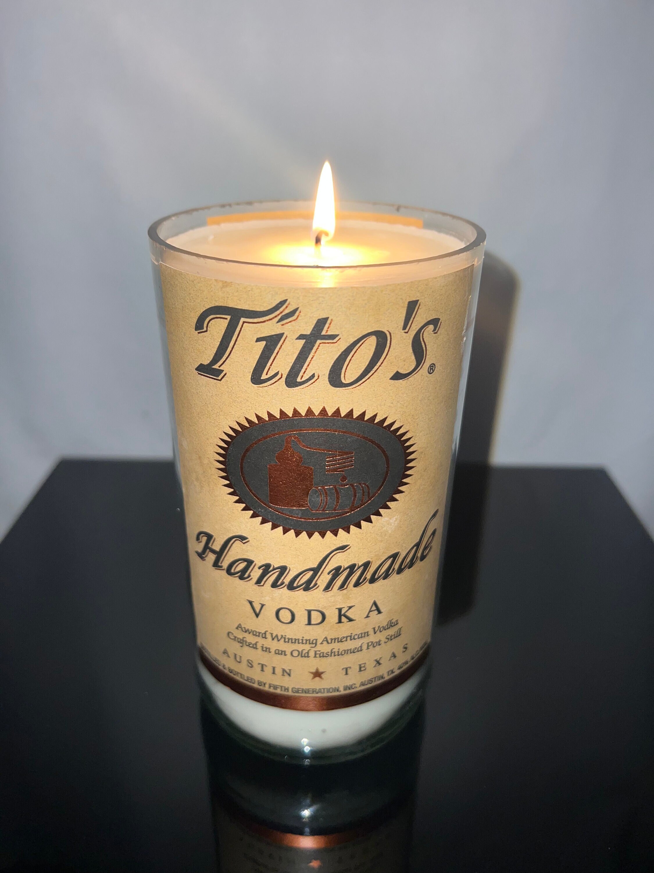 Tito's Vodka Candle Soy Wax Handmade Hand Crafted Liquor Bottle Home or ...