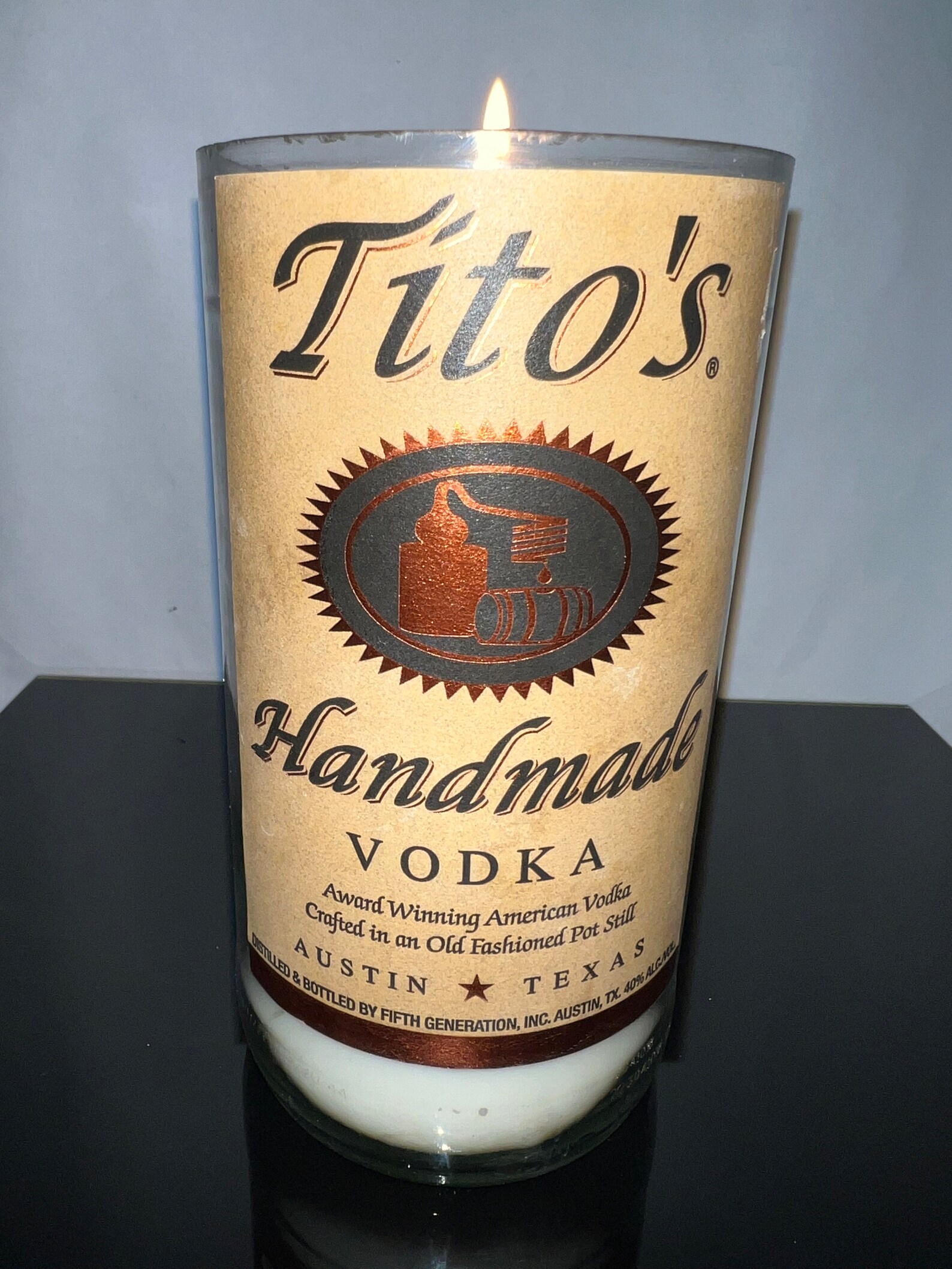 Tito's Vodka Candle Soy Wax Handmade Hand Crafted Liquor Bottle Home or ...