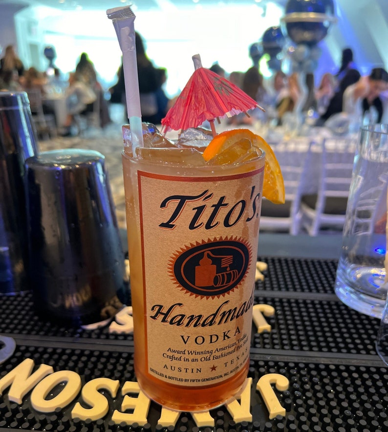 Tito's Vodka Cocktail Drinking Glass Tumbler Hand Crafted Glassware ...