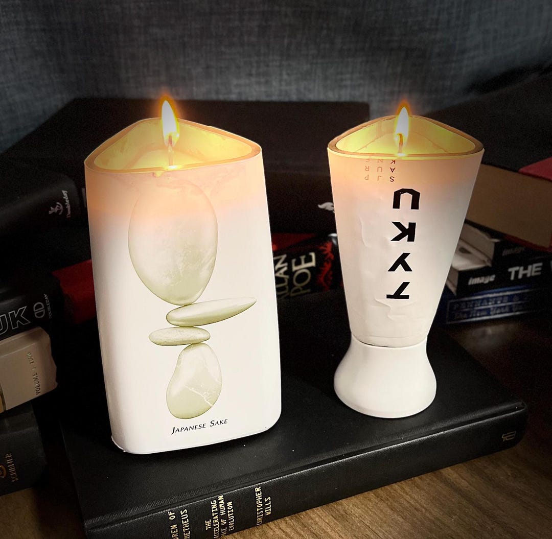 Tyku Junmai Sake Premium Set of 2 Candles Japanese Soy Wax Hand Crafted ...