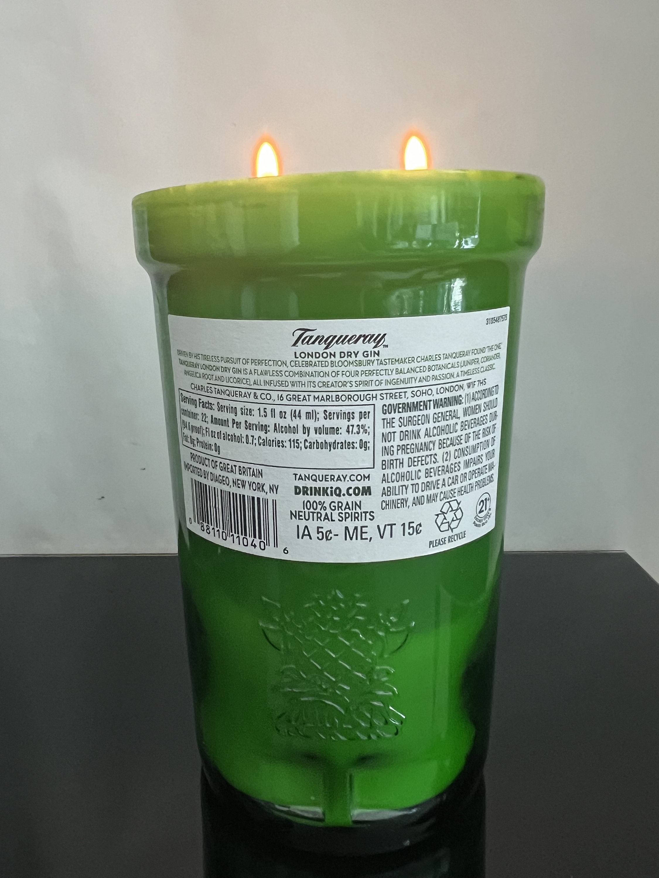 Tanqueray Gin London Dry Candle Soy Wax Hand Crafted Liquor Bottle Home ...