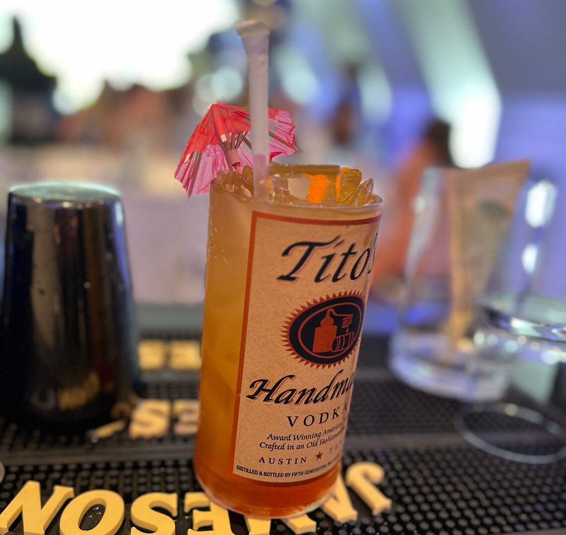 Tito's Vodka Cocktail Drinking Glass Tumbler Hand Crafted Glassware ...
