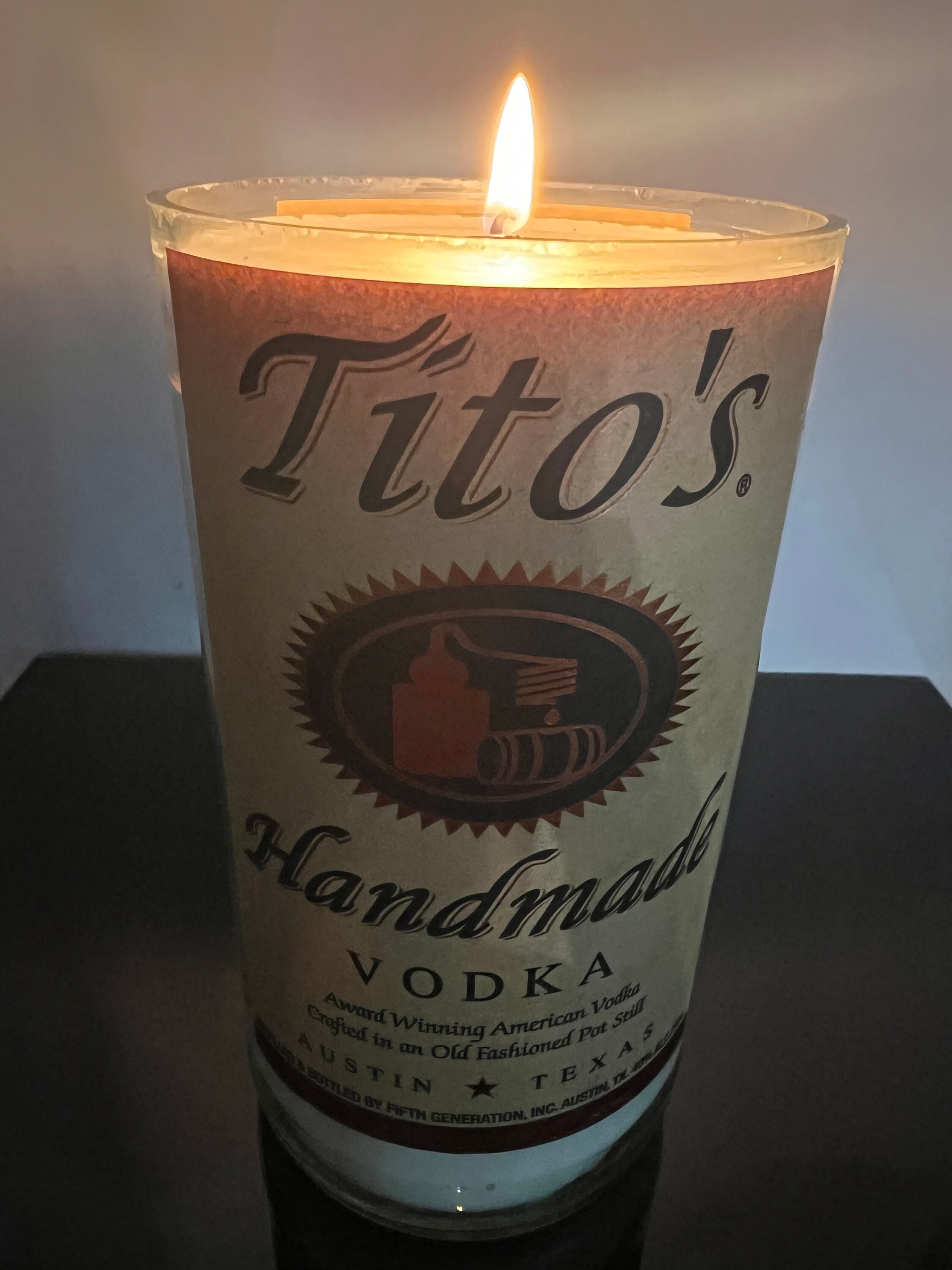 Tito's Vodka Candle Soy Wax Handmade Hand Crafted Liquor Bottle Home or ...