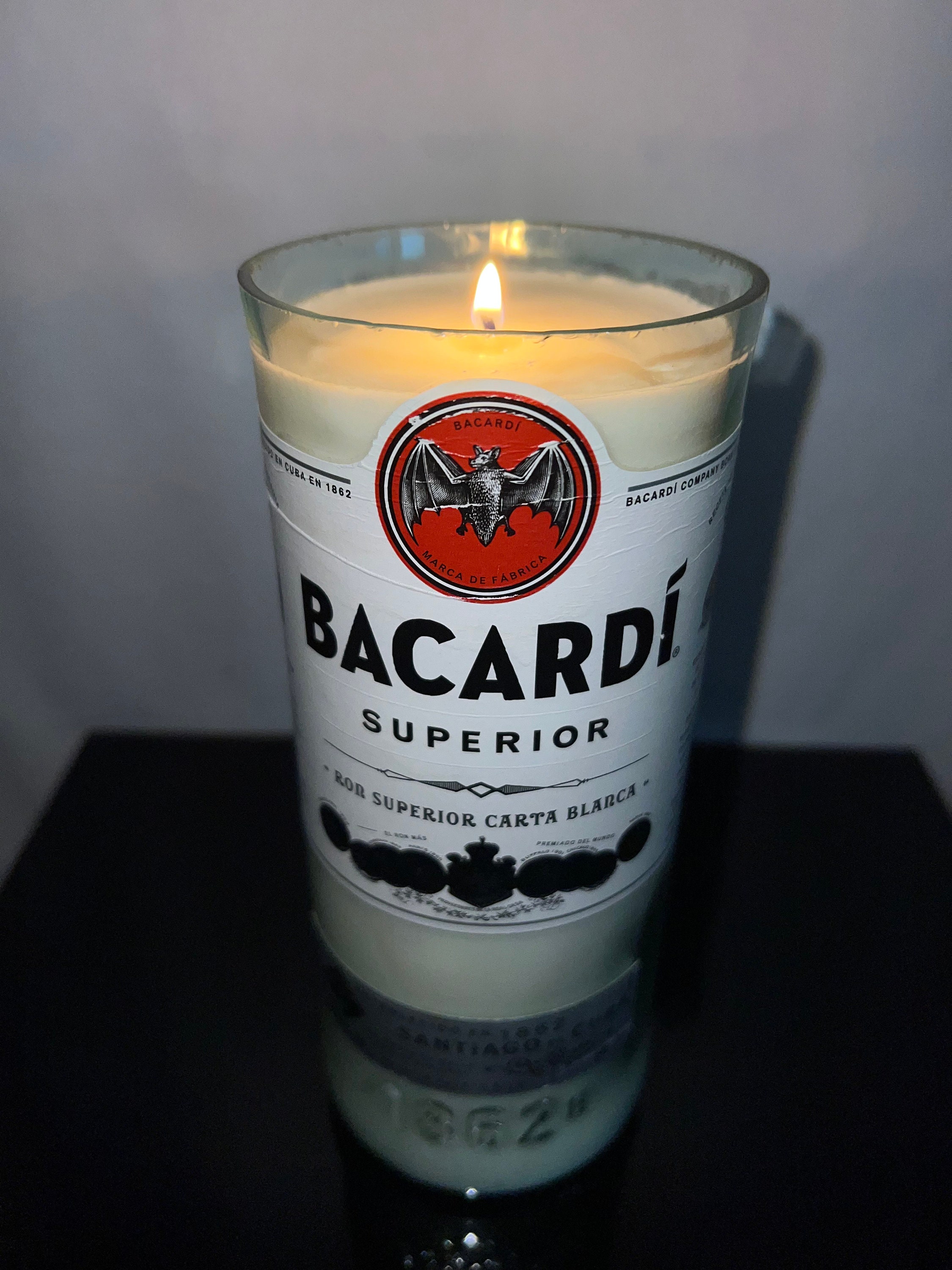 Bacardi Superior Candle Rum Light White Soy Wax Hand Crafted Liquor ...