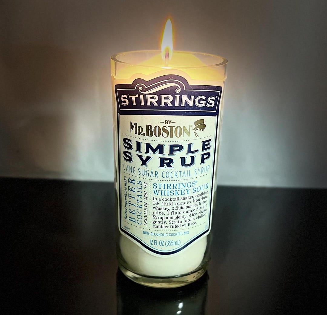 Mr. Boston Simple Syrup Candle Soy Wax Hand Crafted Beverage Bottle ...
