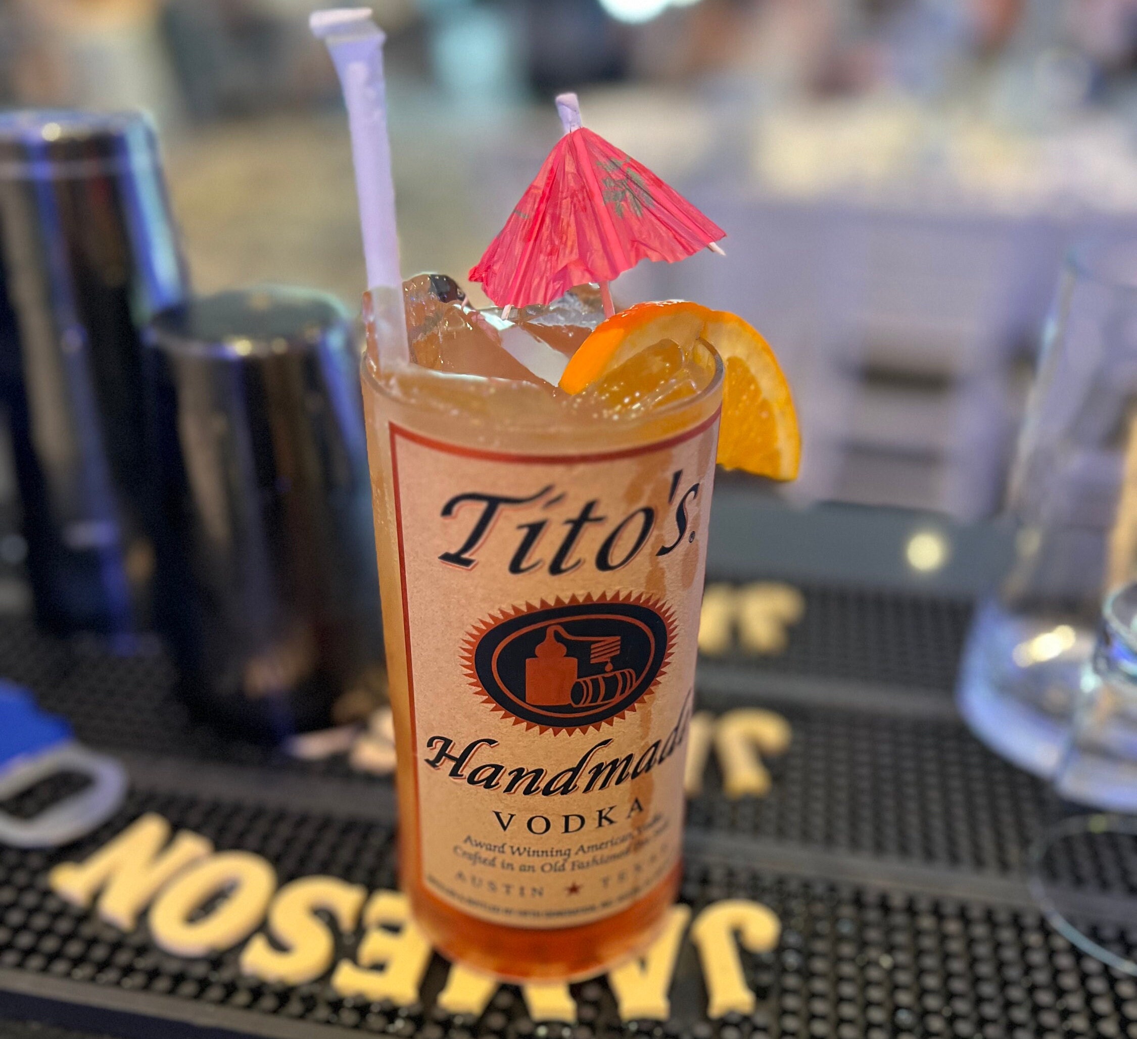 Tito's Vodka Cocktail Drinking Glass Tumbler Hand Crafted Glassware ...