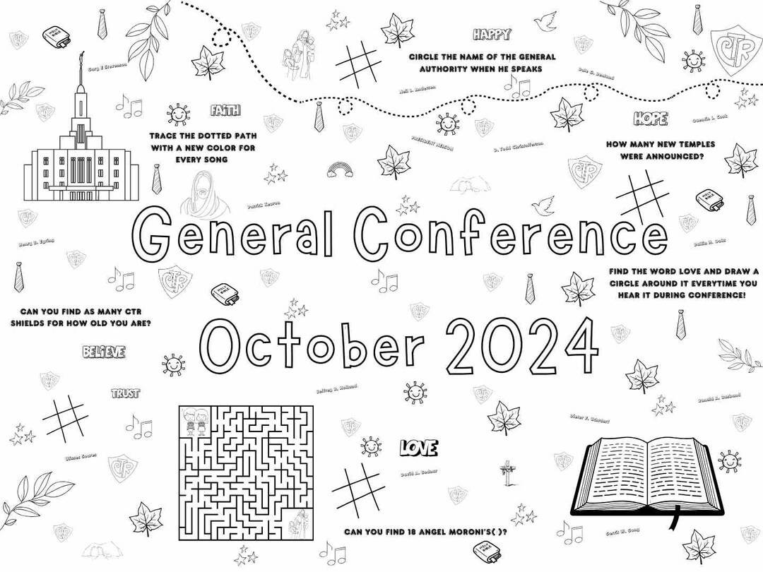 LDS General Conference Printable Coloring Poster - Etsy