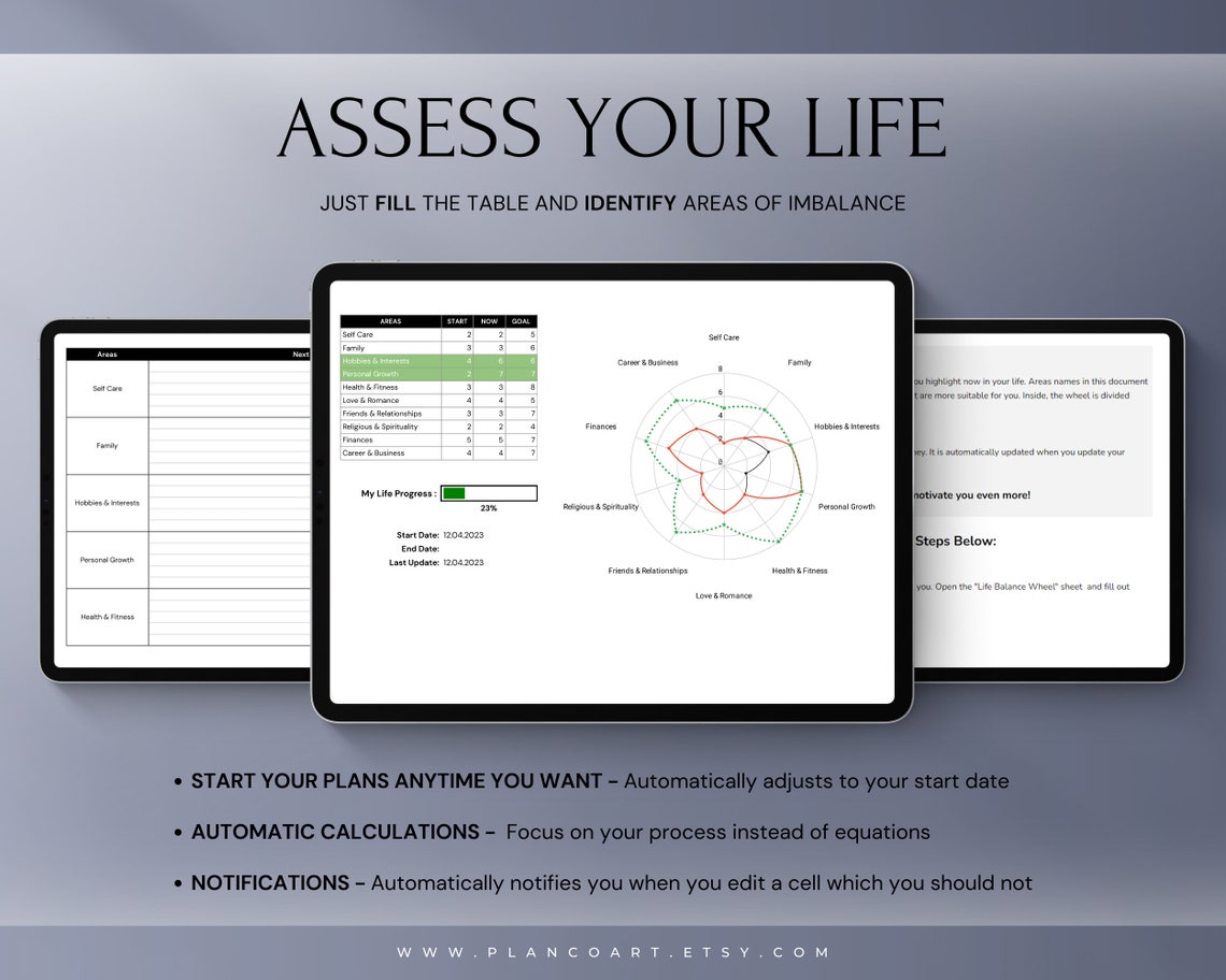 Life Balance Wheel Template Google Sheet Life Balance Wheel Workbook ...