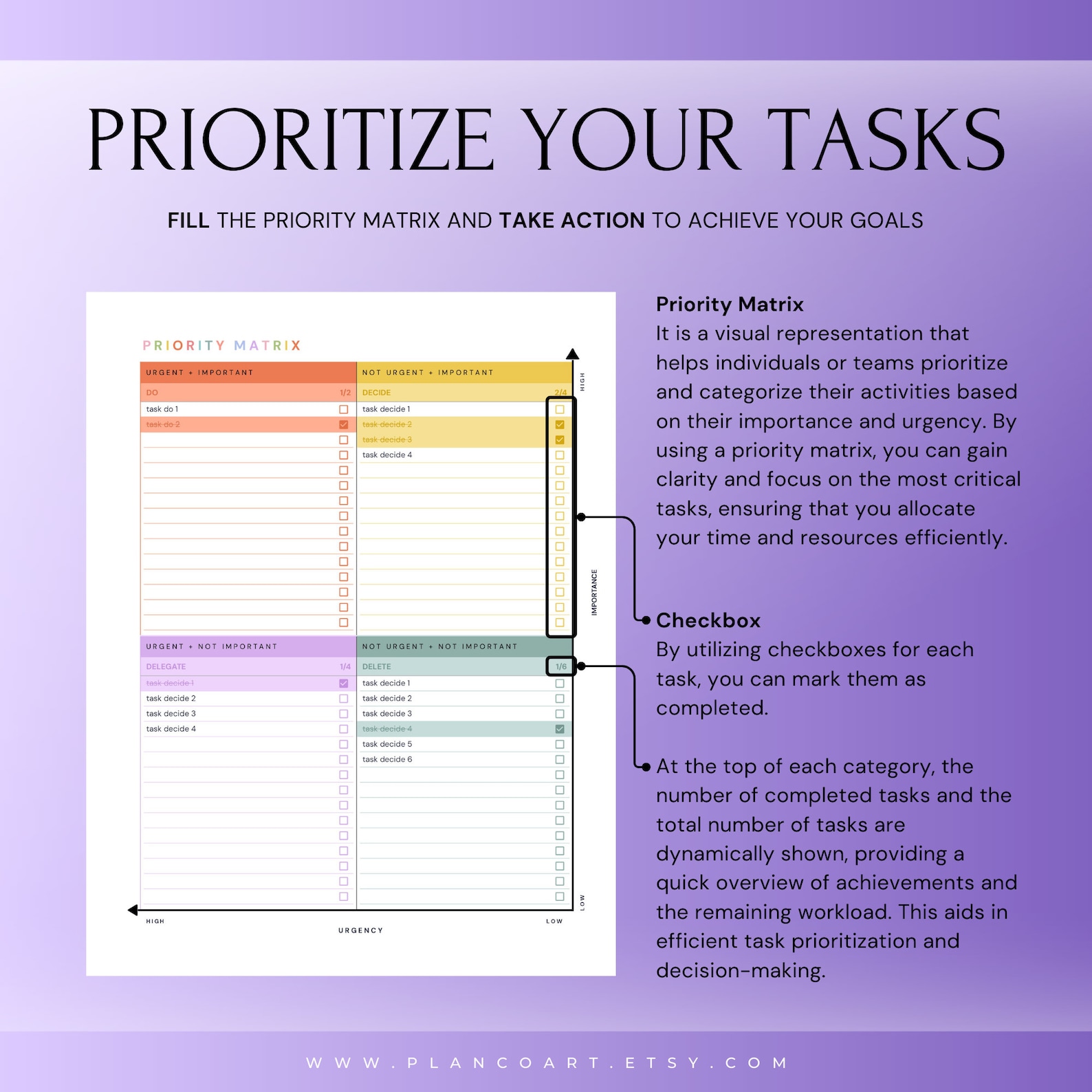 Task Priority Tracker, Priority Matrix Template, Task Management ...