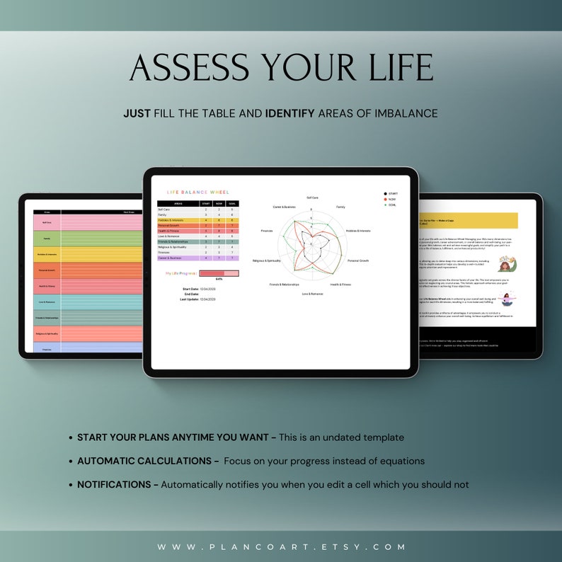 Editable Life Balance Wheel Google Sheets Template, Wheel of Life ...