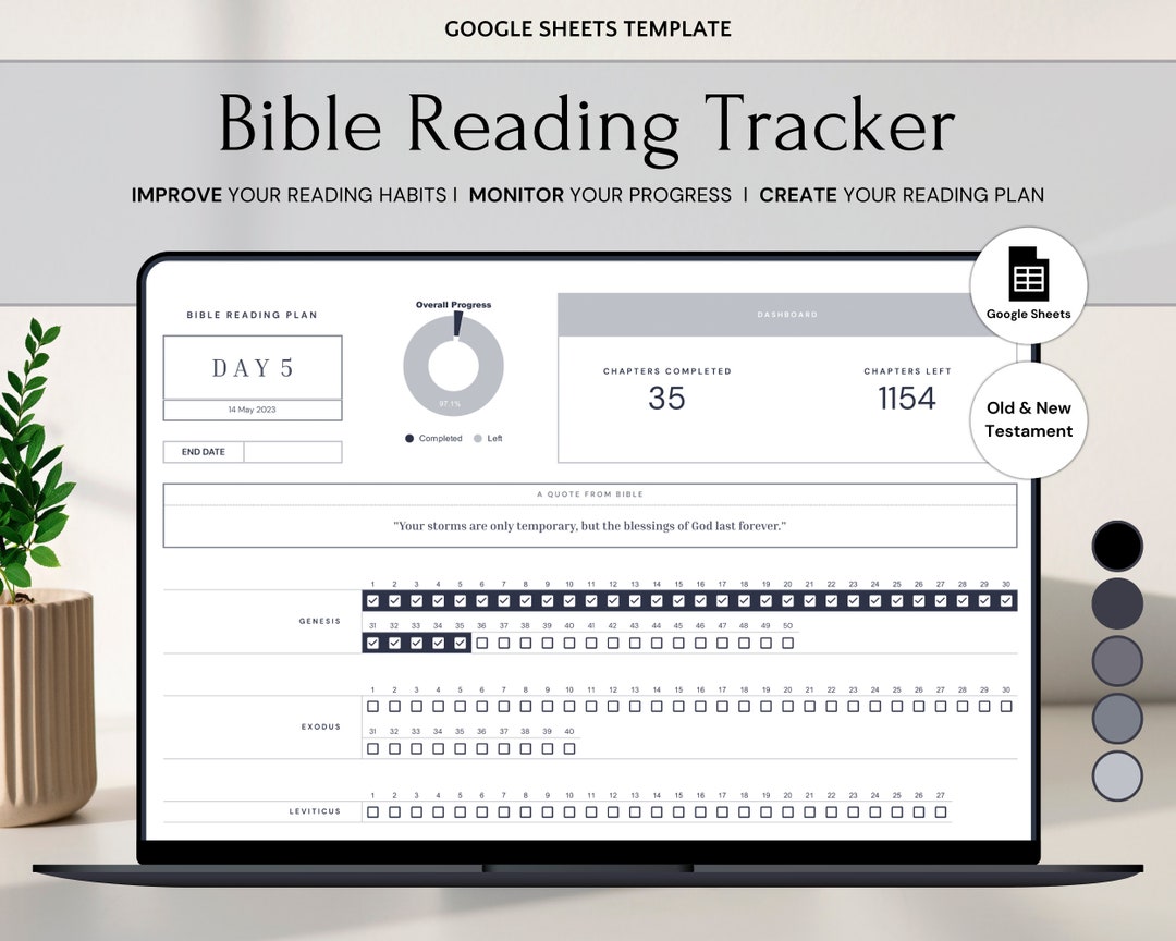 Digital Bible Reading Tracker, Google Sheets Template, Traditional ...