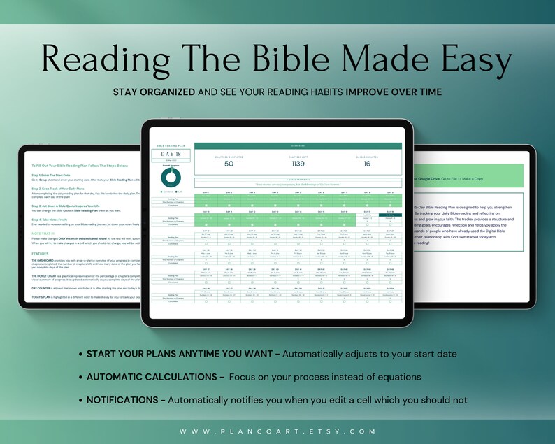 365 Day Bible Reading Plan, Bible Study Checklist, Bible in A Year ...