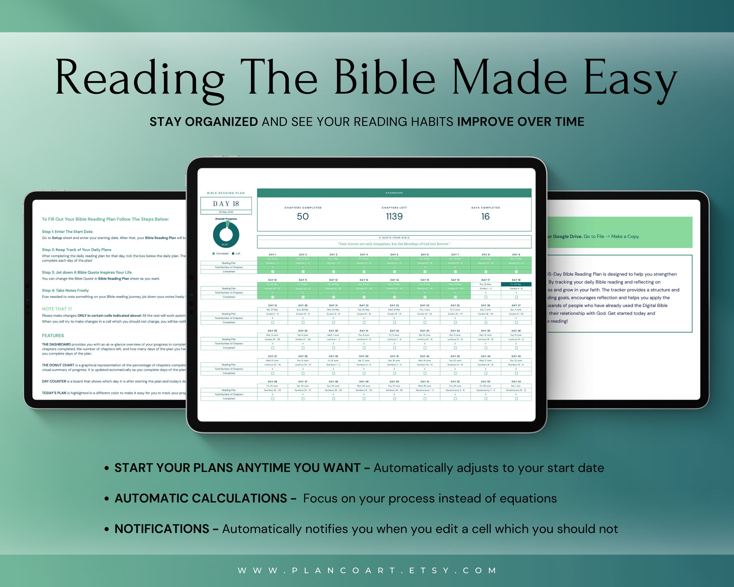 365 Day Bible Reading Plan, Bible Study Checklist, Bible in A Year ...