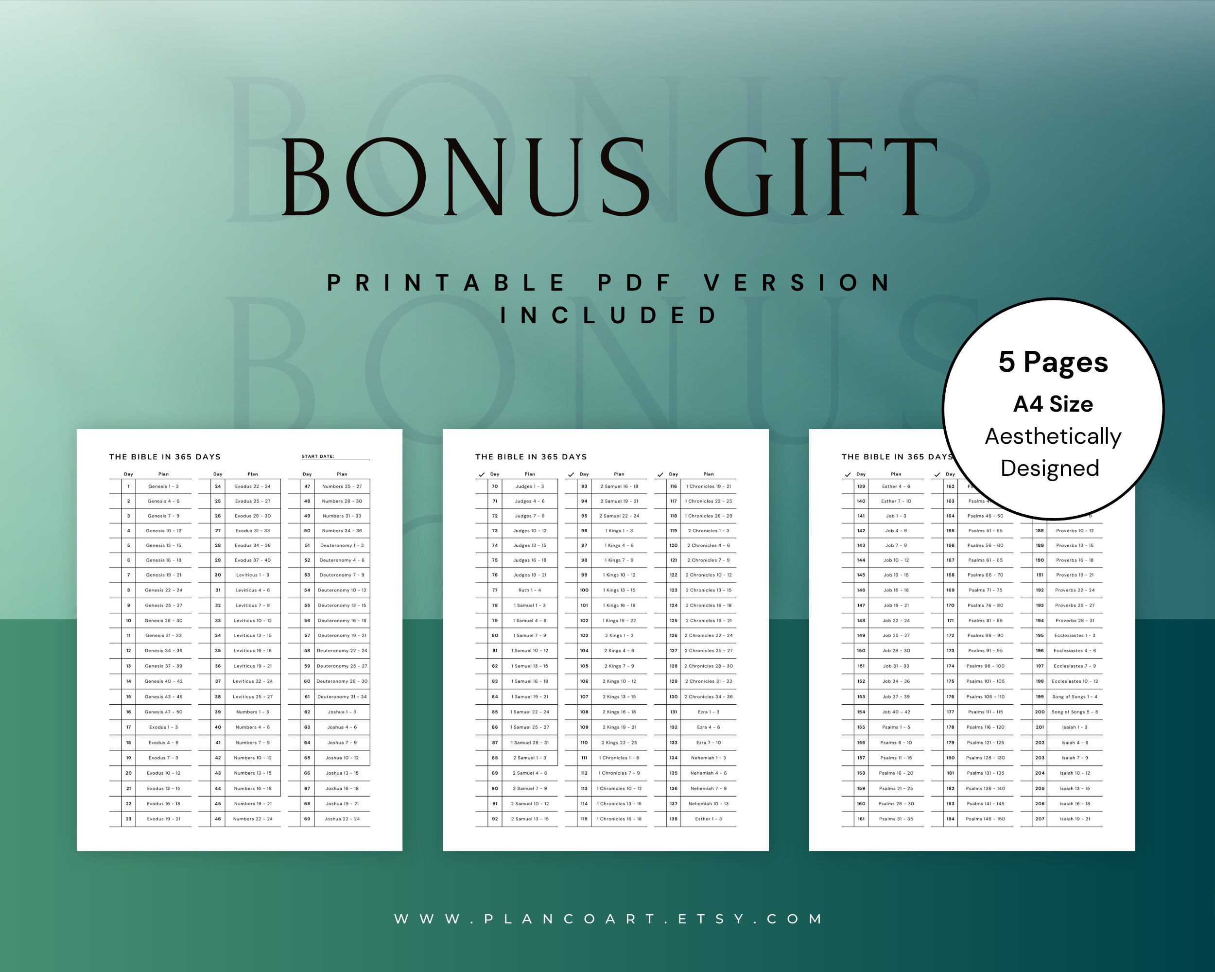 365 Day Bible Reading Plan, Bible Study Checklist, Bible in A Year ...