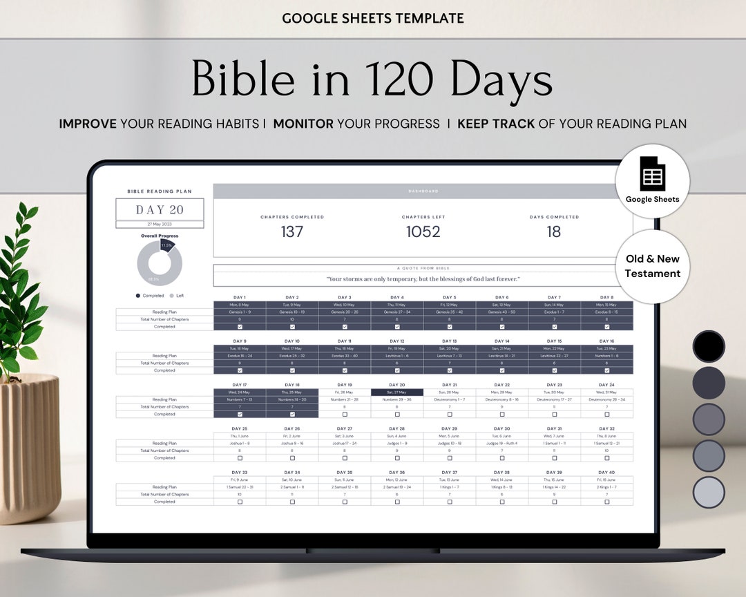 Read the Bible in 120 Days 120 Day Bible Reading Plan 4 - Etsy
